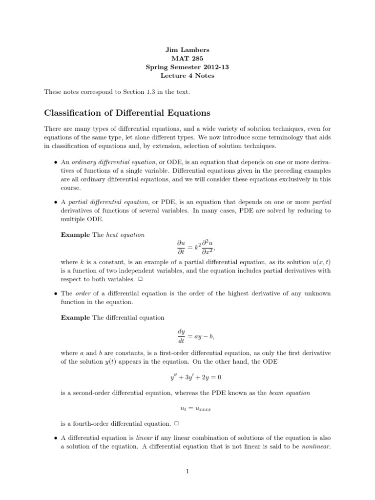 Lecture4 PDF | PDF | Partial Differential Equation | Equations