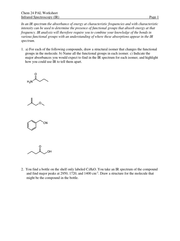 Chem 24 Pal Worksheet Ir | PDF