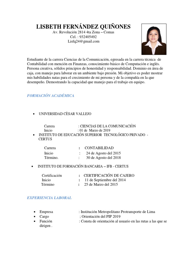 CV Lisbeth Fernandez | PDF