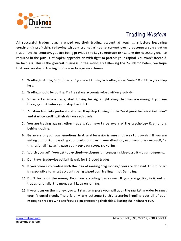 Trading Wisdom | PDF | Stock Market | Risk
