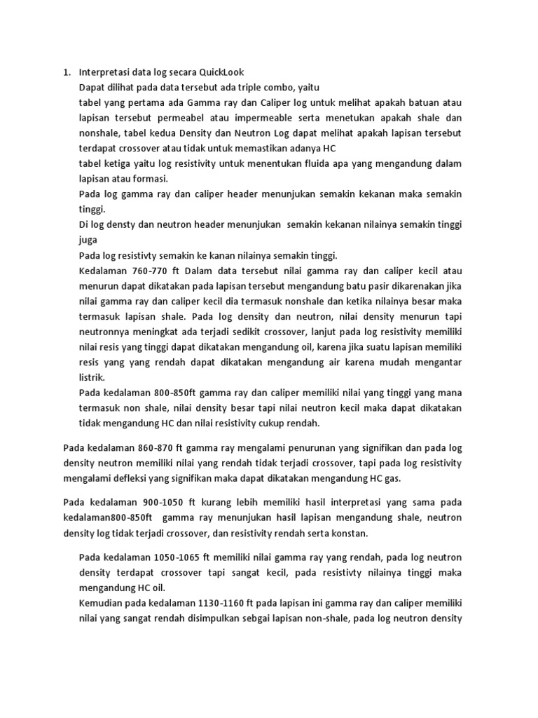 Interpretasi Data Log Secara QuickLook | PDF