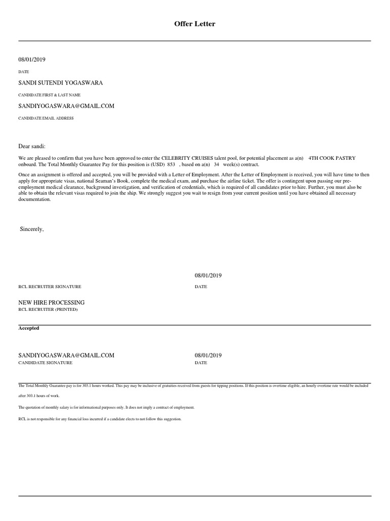 Offer - Letter - Form - PDF Sandi | PDF | Background Check | Employment