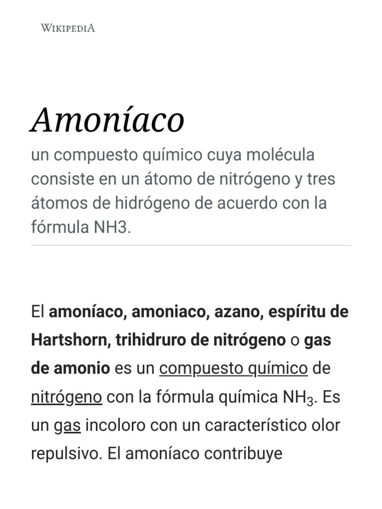 Amoníaco: Composición y Usos | PDF | Amoníaco | Amonio