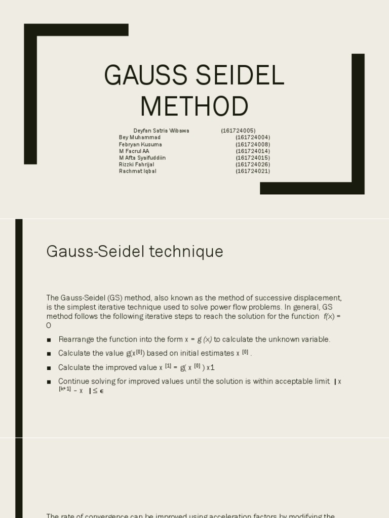 Gauss-Seidel for Power Flow Analysis | PDF | Physical Quantities ...