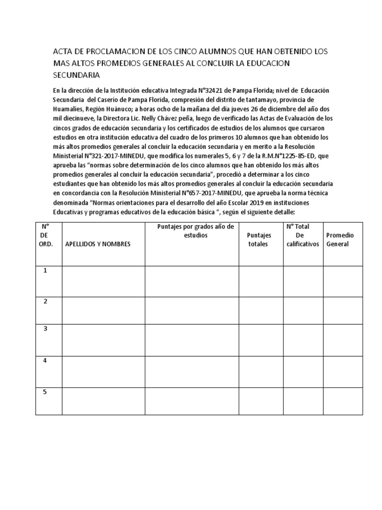 Acta de Proclamación | PDF