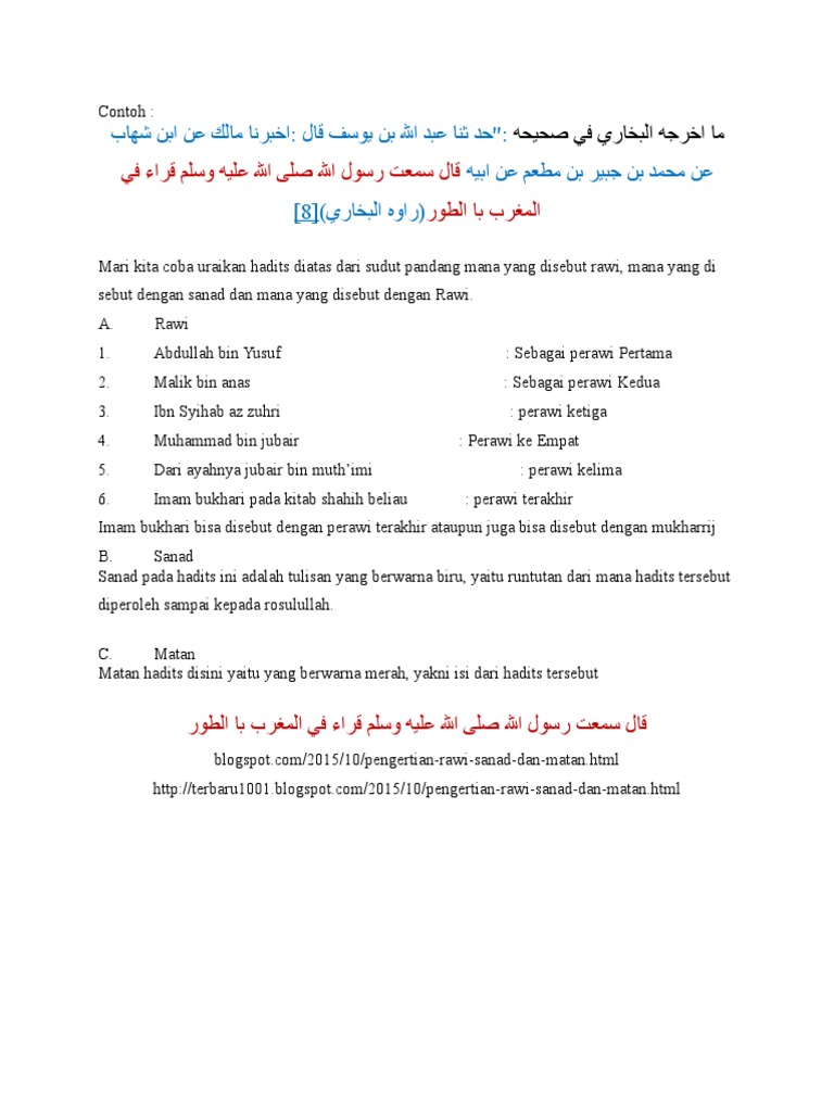 Contoh Hadist Sanad | PDF