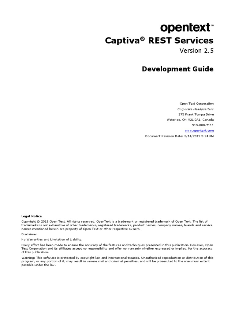 Captiva REST Services 2.5 Development Guide | PDF | Hypertext Transfer ...