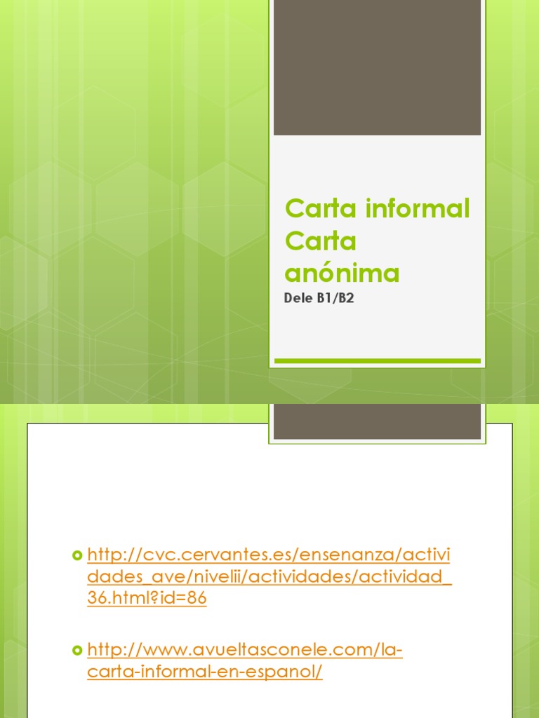 Ejemplo de carta informal en español | PDF | Relaciones sintácticas ...
