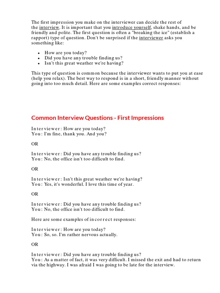 English PDF | PDF | Job Interview | Question