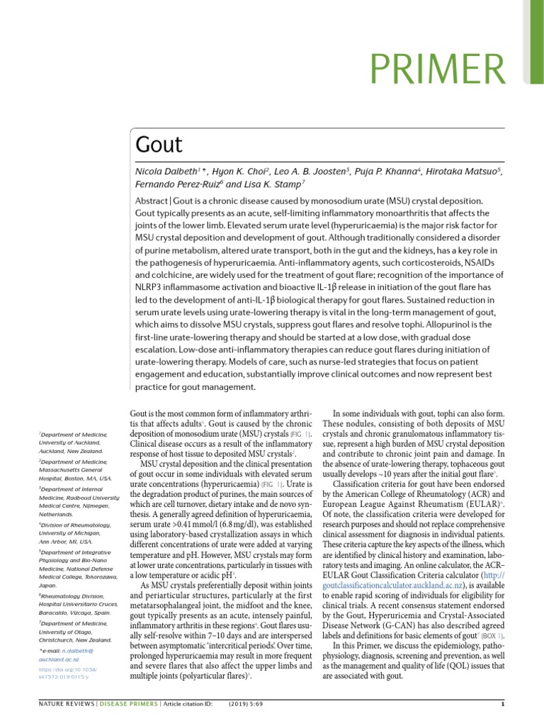 Gout: Biochemistry and Management Insights | PDF | Gout | Biochemistry