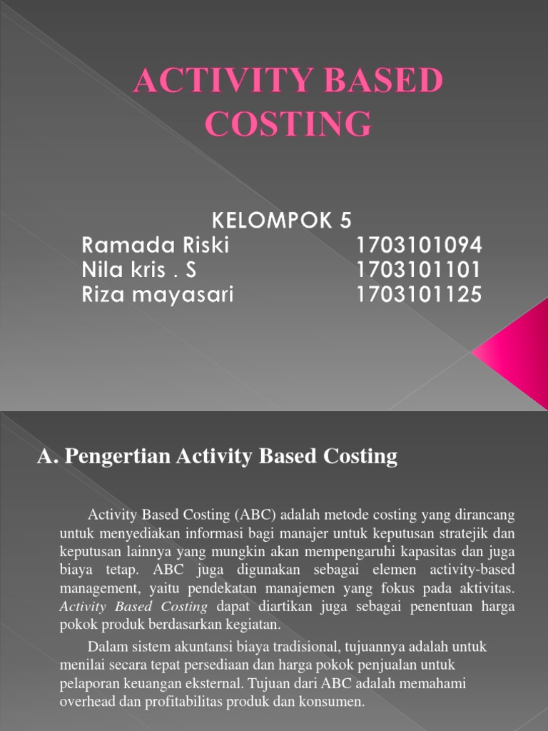 Activity Based Costing | PDF