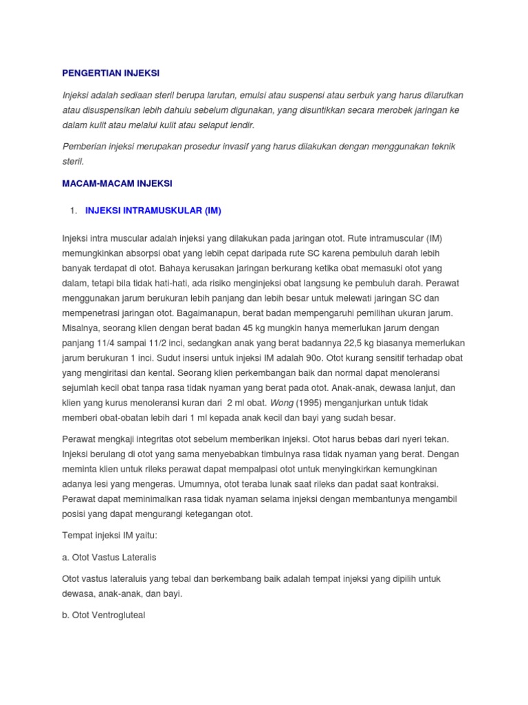 Pengertian Injeksi | PDF | Pengembangan Diri | Kesehatan Holistik