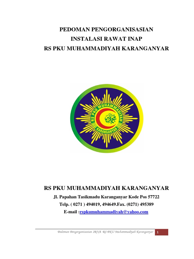 Pedoman IRNA RS PKU Muhammadiyah Karanganyar | PDF | Pengembangan Diri ...
