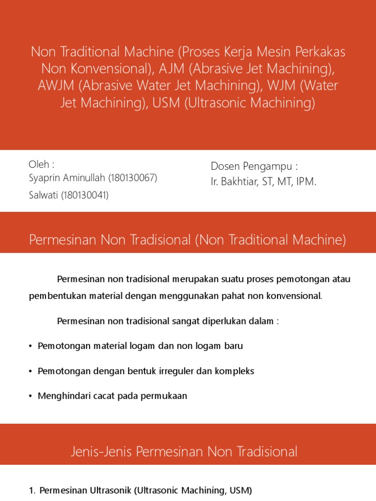 Non Traditional Machine (Proses Kerja Mesin Perkakas | PDF | Griya ...