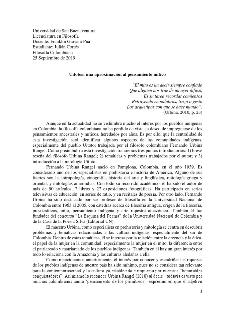 Mitología Uitoto | PDF