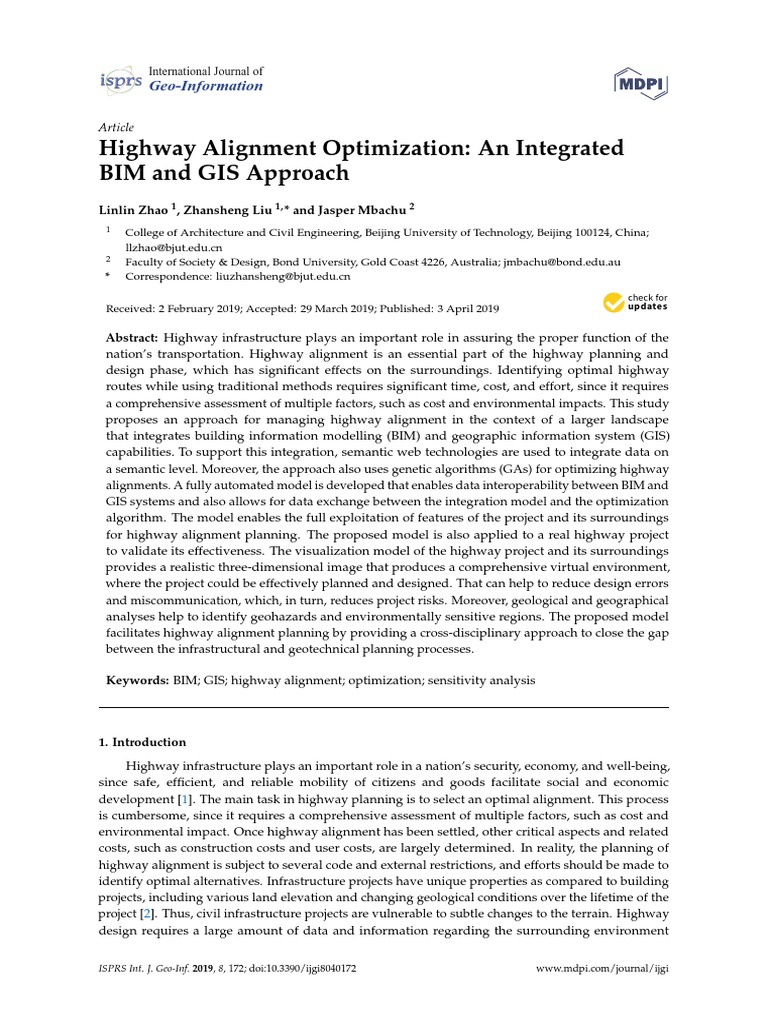 Highway Alignment Optimization: An Integrated BIM and GIS Approach | PDF | Geographic ...
