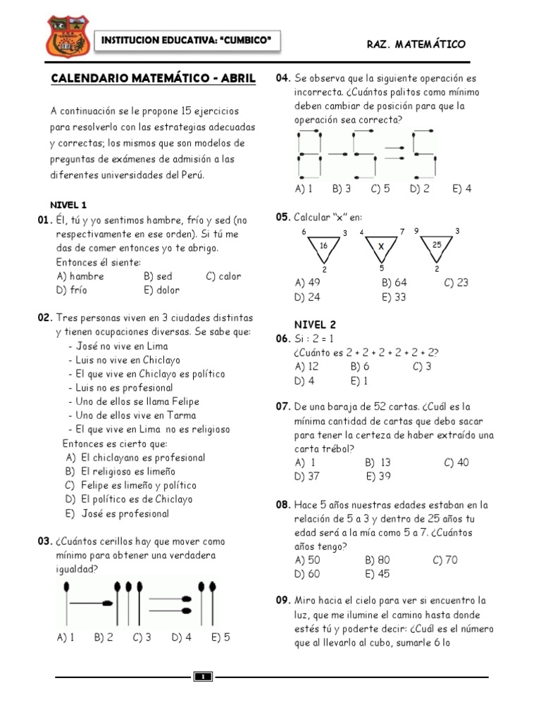 Ejercicios #1 de RM - 2do | PDF | Enseñanza de matemática | Naturaleza