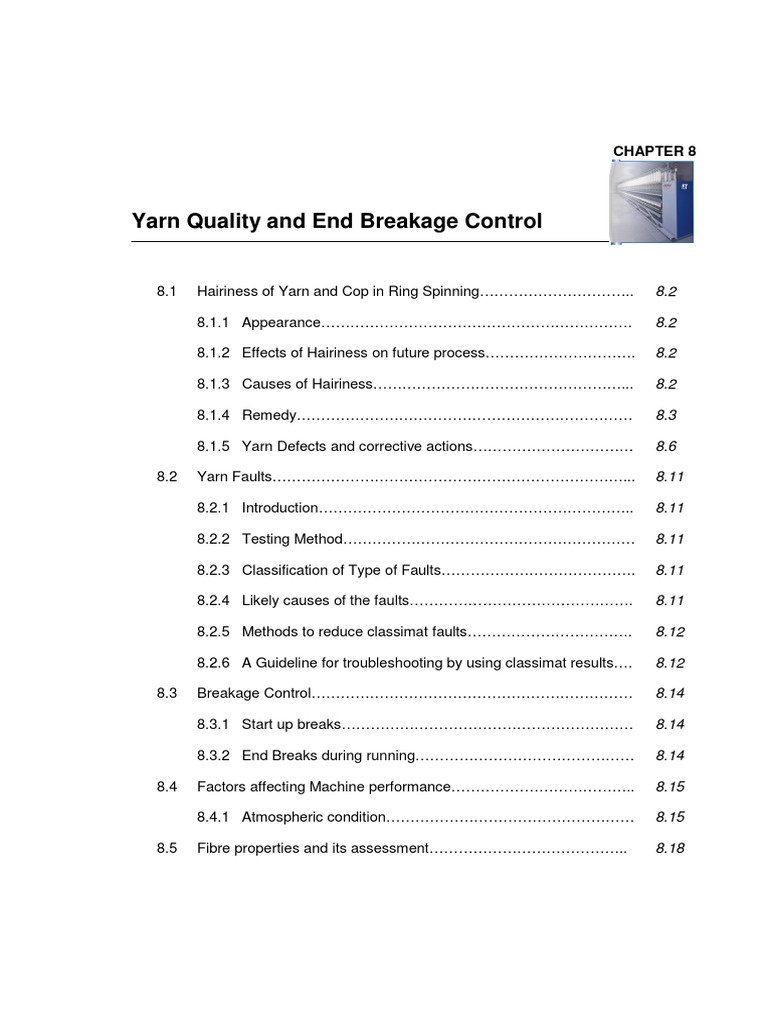 Yarn Quality and Breakage Control | PDF | Relative Humidity | Spinning ...
