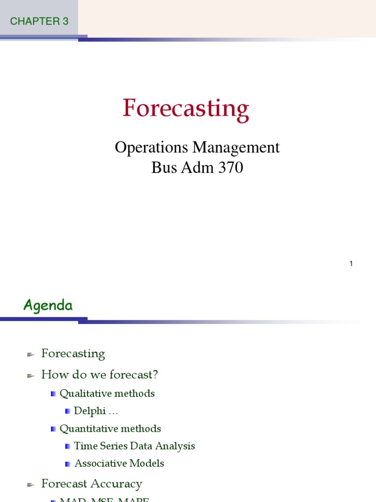 Ch3 Forecasting | PDF | Seasonality | Forecasting