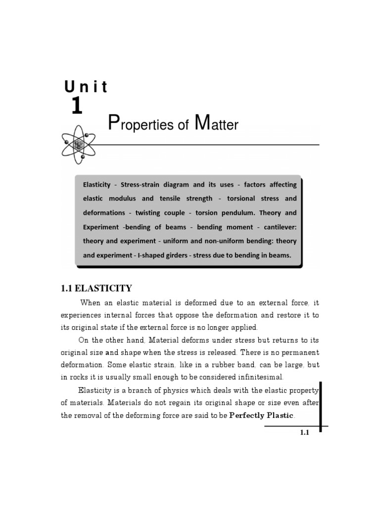 02.UNIT-1 - Properties of Matter PDF | PDF | Elasticity (Physics ...