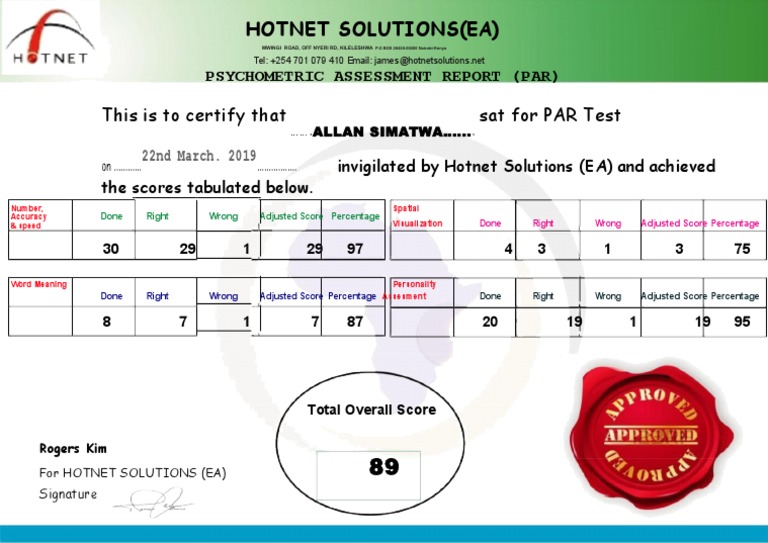 Allansimatwa's PAR CERTIFICATE PDF | PDF