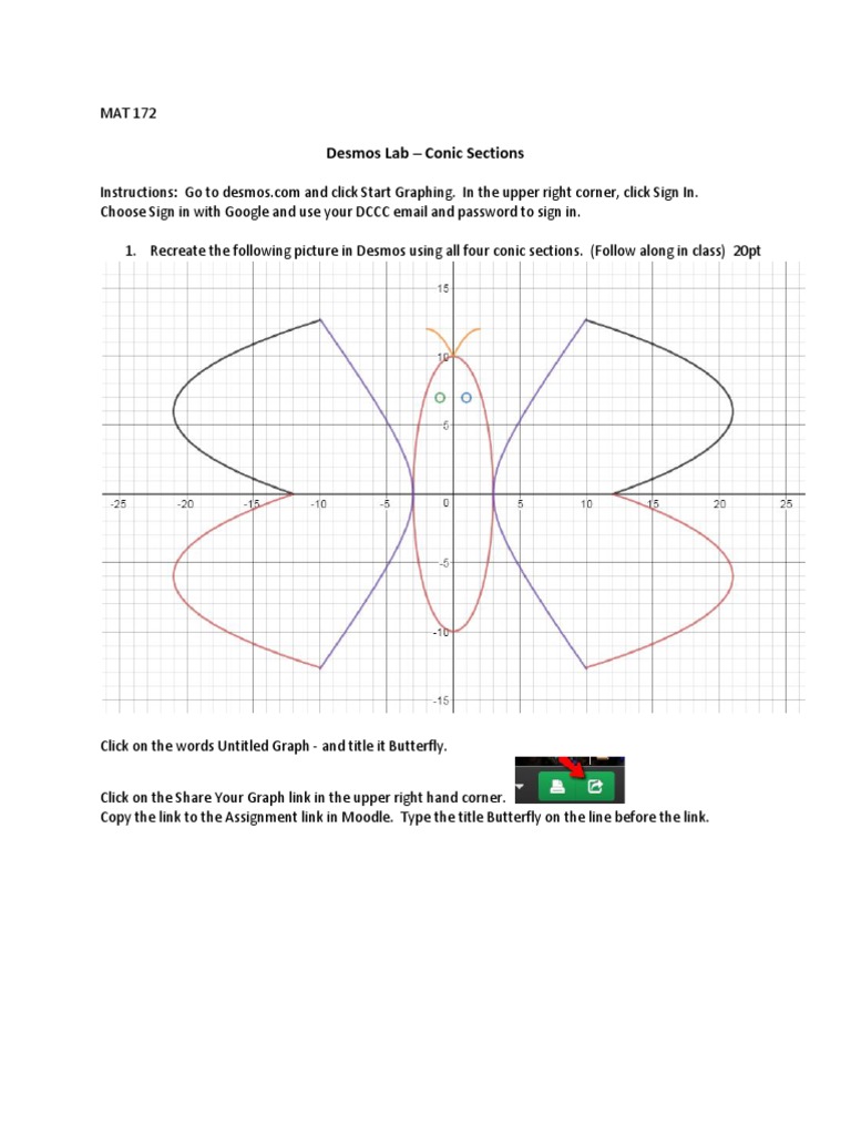 Mat 172 Conics in Desmos - Drawing Figures | PDF