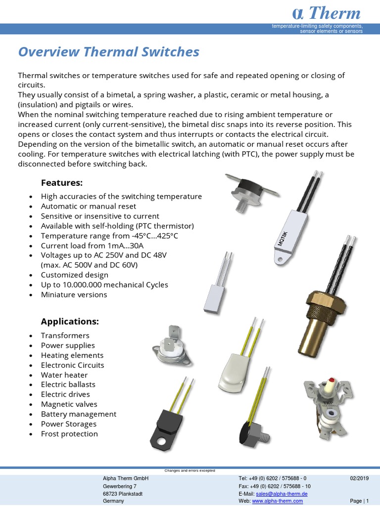 Thermal Switches | PDF | Switch | Insulator (Electricity)