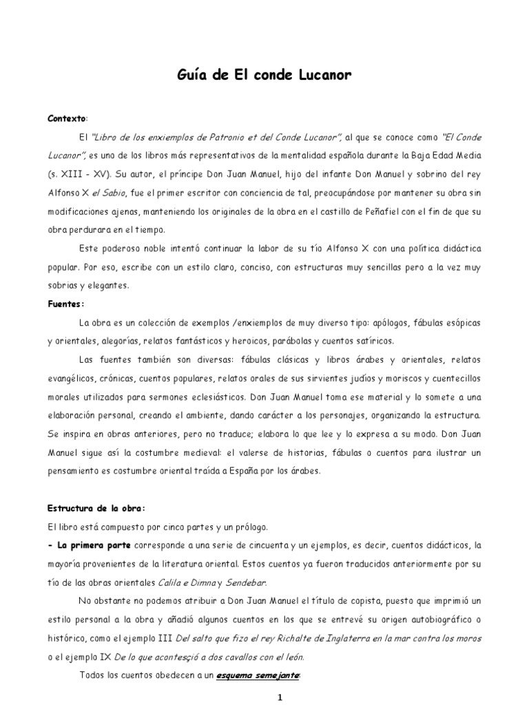 Guia de El Conde Lucanor | PDF | Clásicos