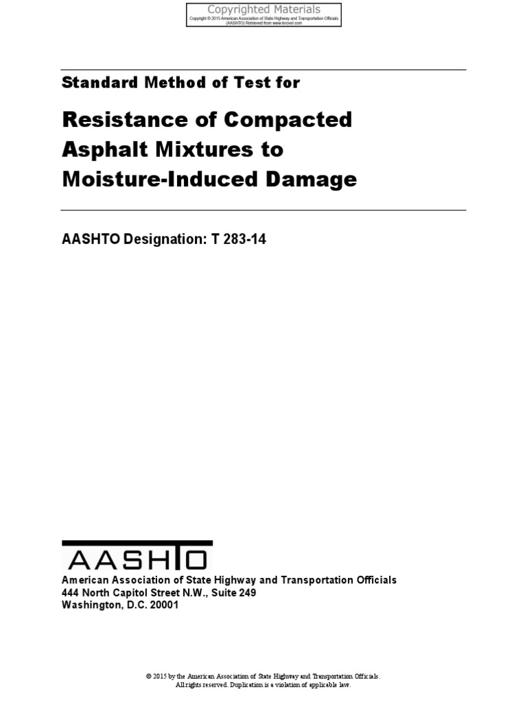 Aashto T 283-14 | PDF | Road Surface | Asphalt