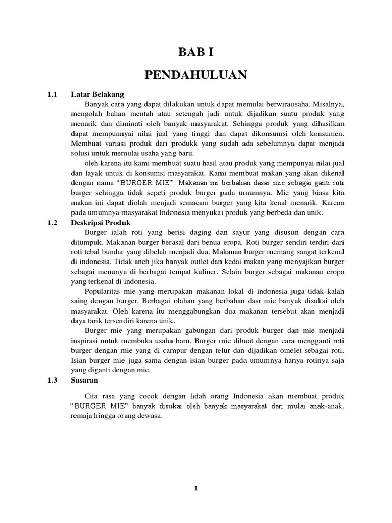 Bisnis Plan Burger Mie | PDF