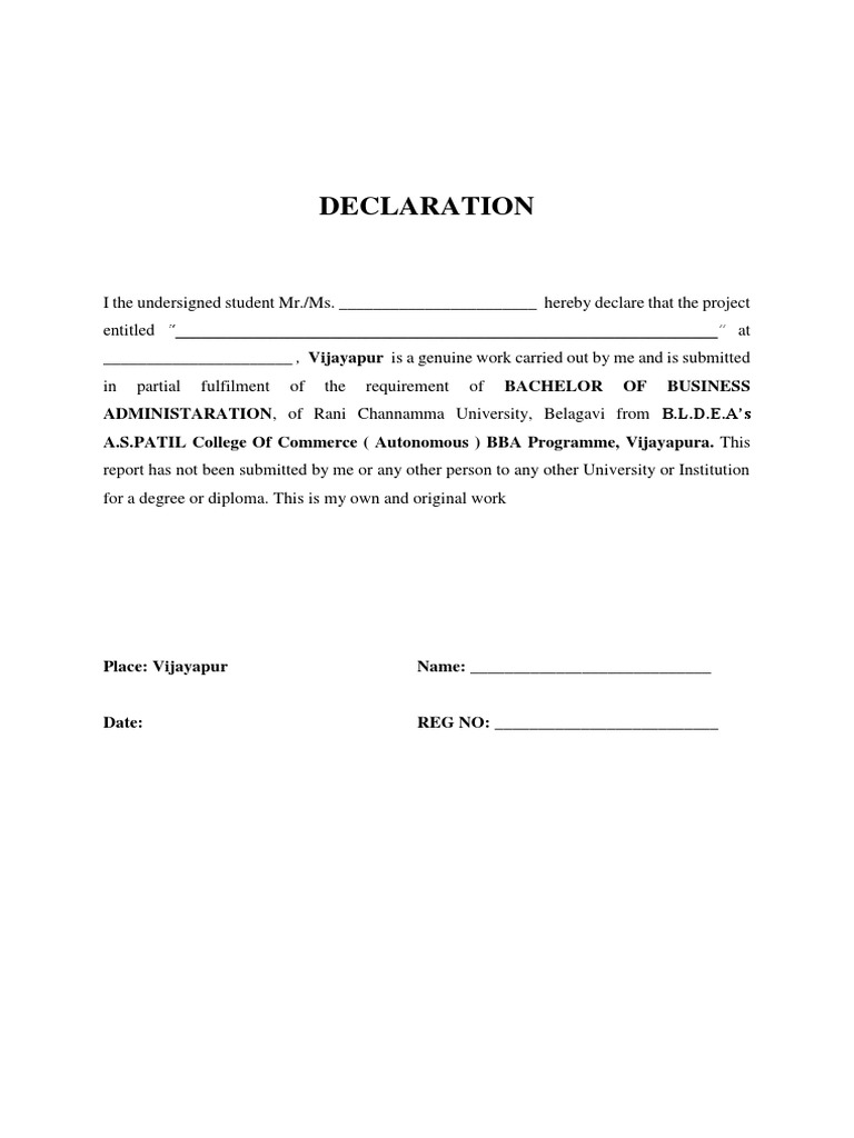 Annexure V - Declaration Letter | PDF