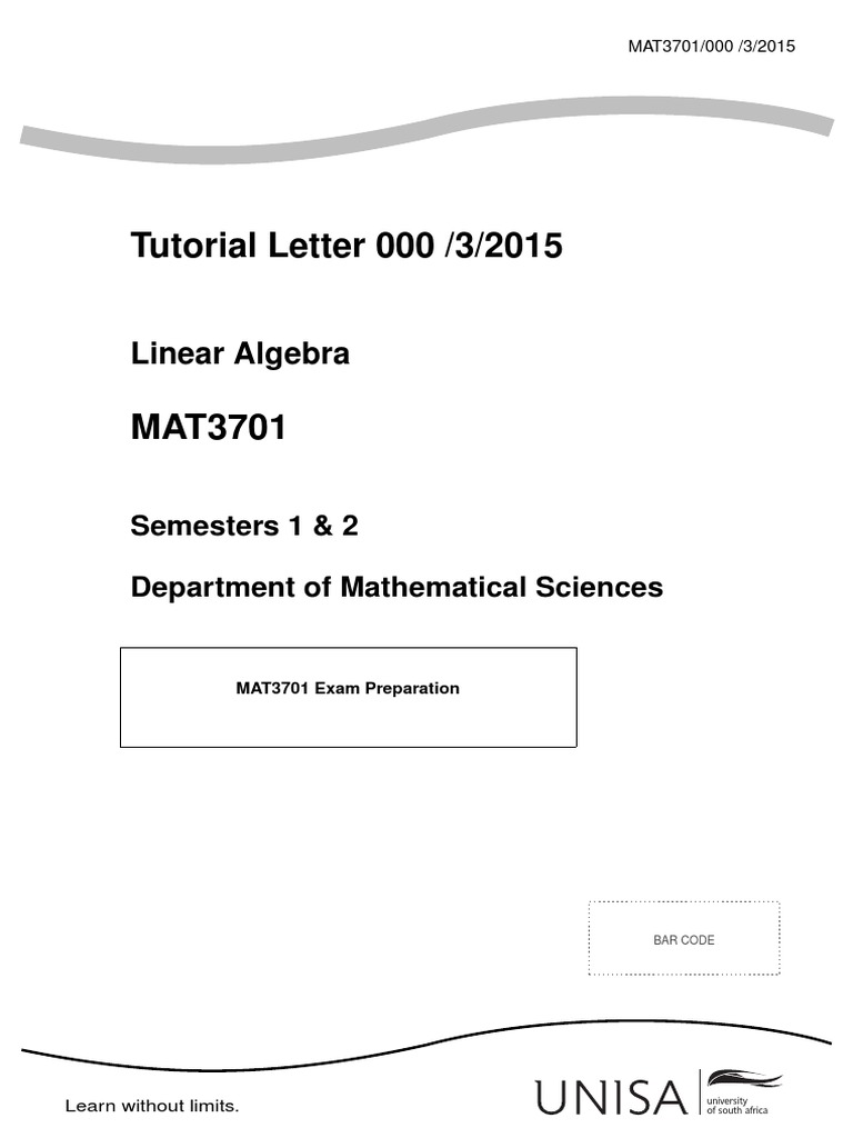 MAT3701 Exam Preparation Guide | PDF | Textbook | Test (Assessment)