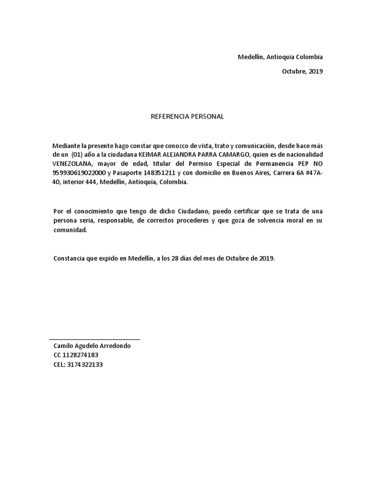 Referencias Personales Keimar | PDF
