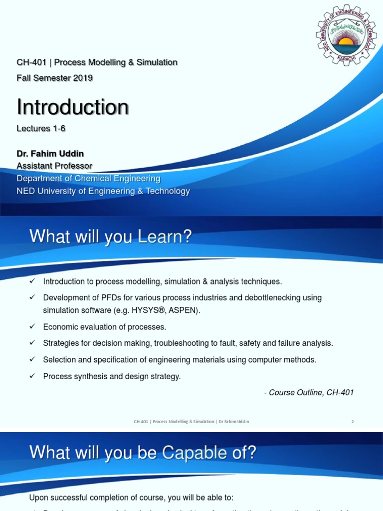 PMS CH-401 - Lec 1 To 6 PDF | PDF | Computer Simulation | Simulation