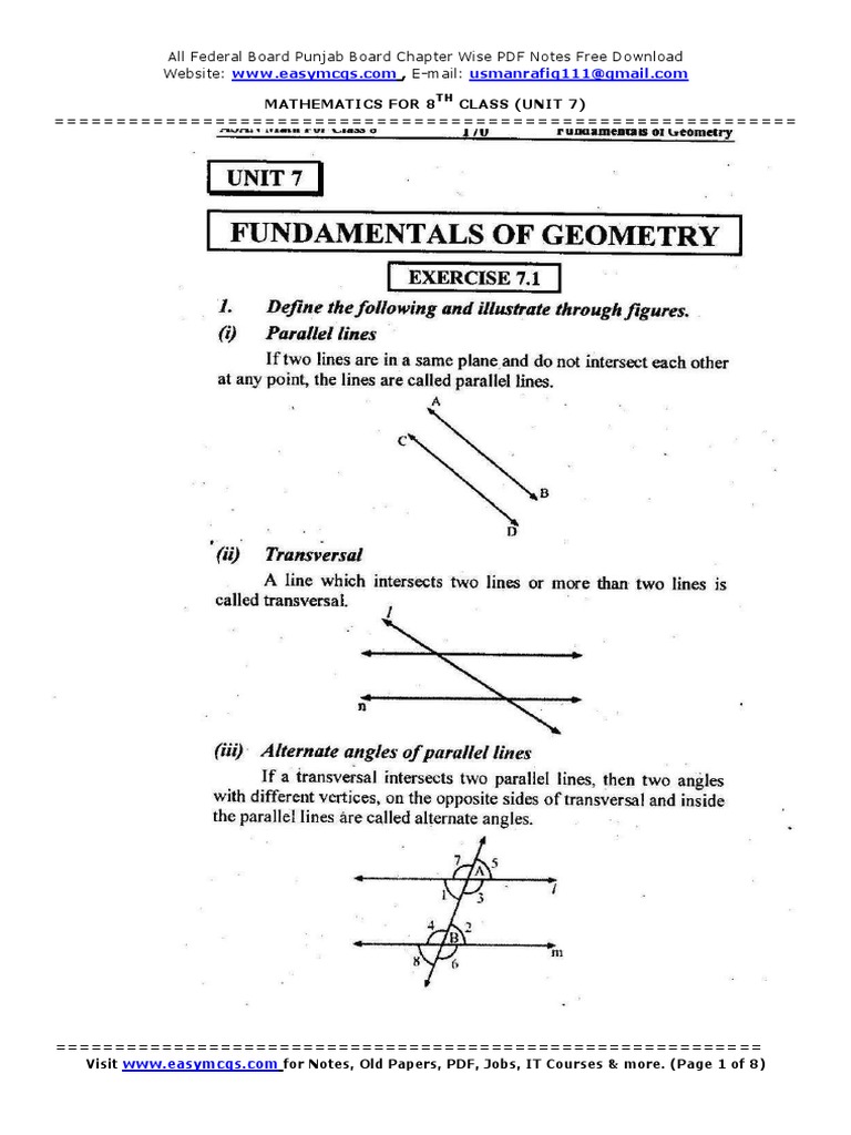 8th Math Solved Exercises Unit 7 Notes | PDF | Teaching Mathematics ...