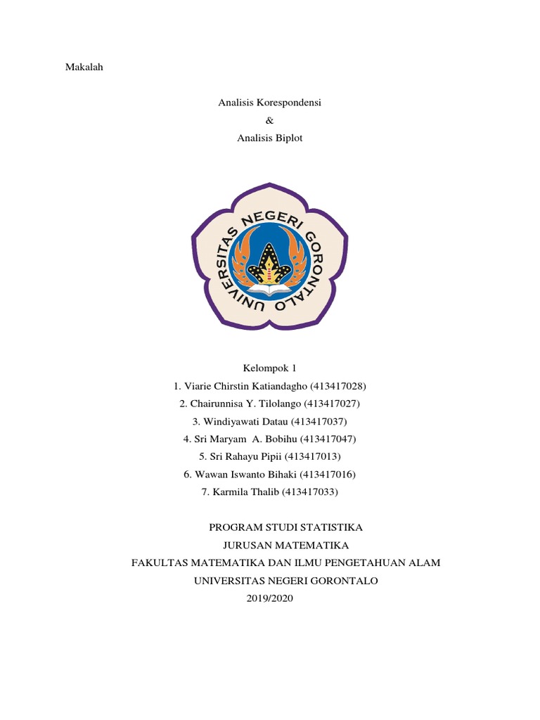 Makalah Korespondensi Dan Biplot | PDF | Metode & Bahan Ajar | Komputer