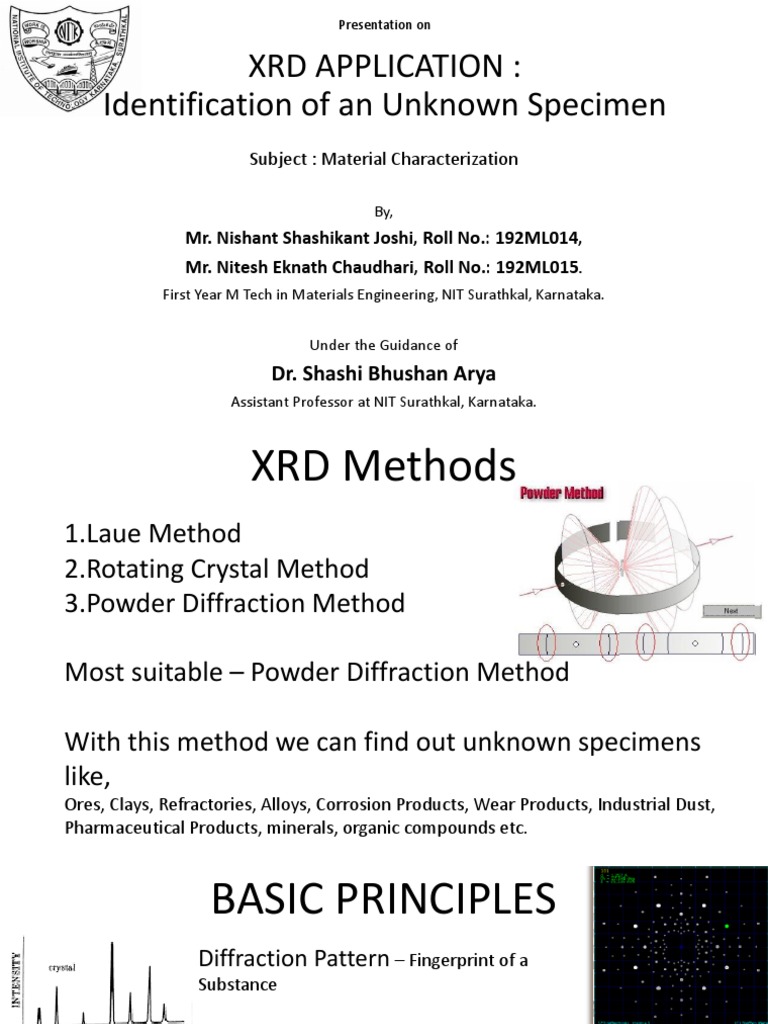 Detection of Unknown Specimen PPT Using XRD | PDF | X Ray ...
