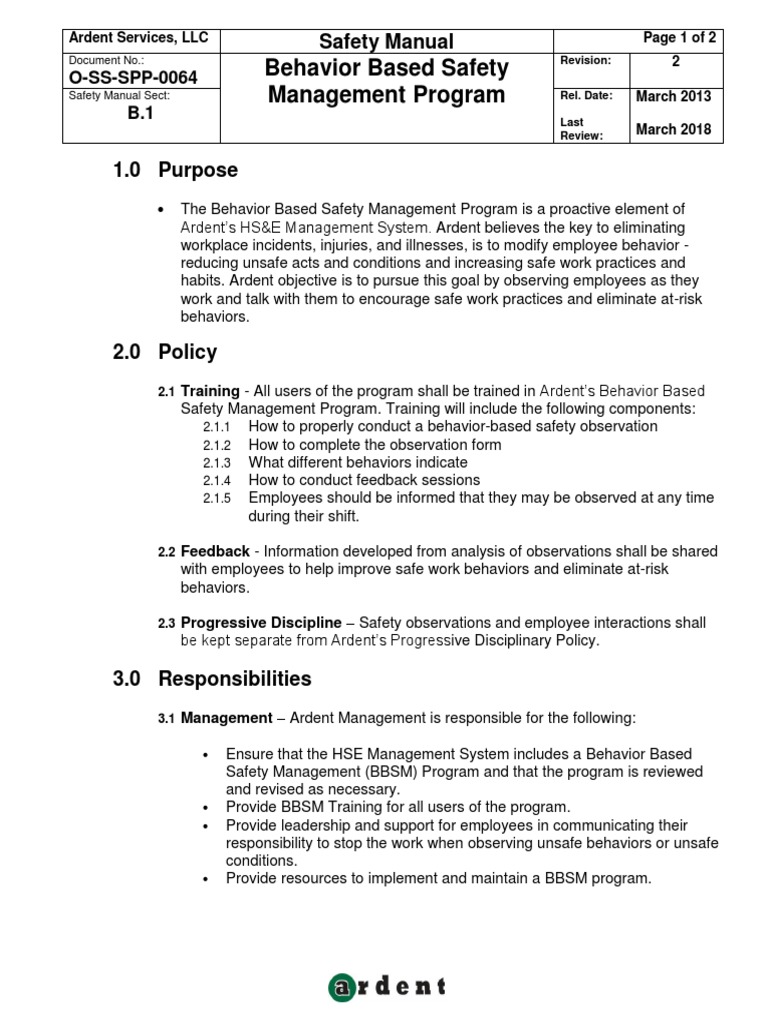 Behavior Safety Program Guide | PDF | Business