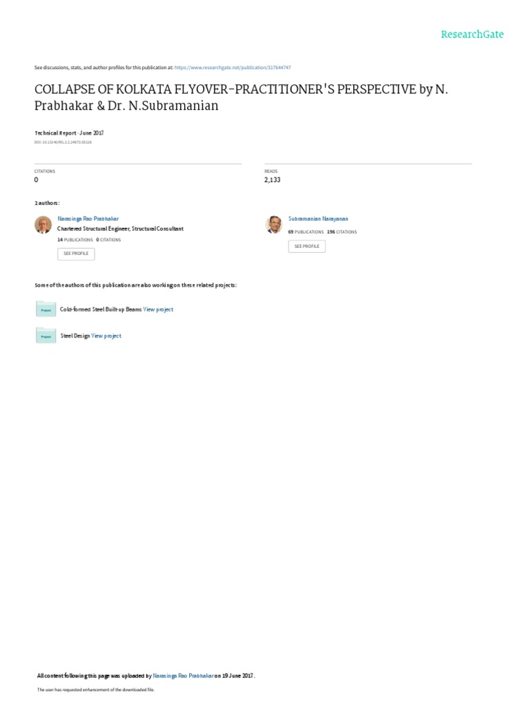 Case Study On Vivekananda Flyover Bridge | PDF | Beam (Structure ...