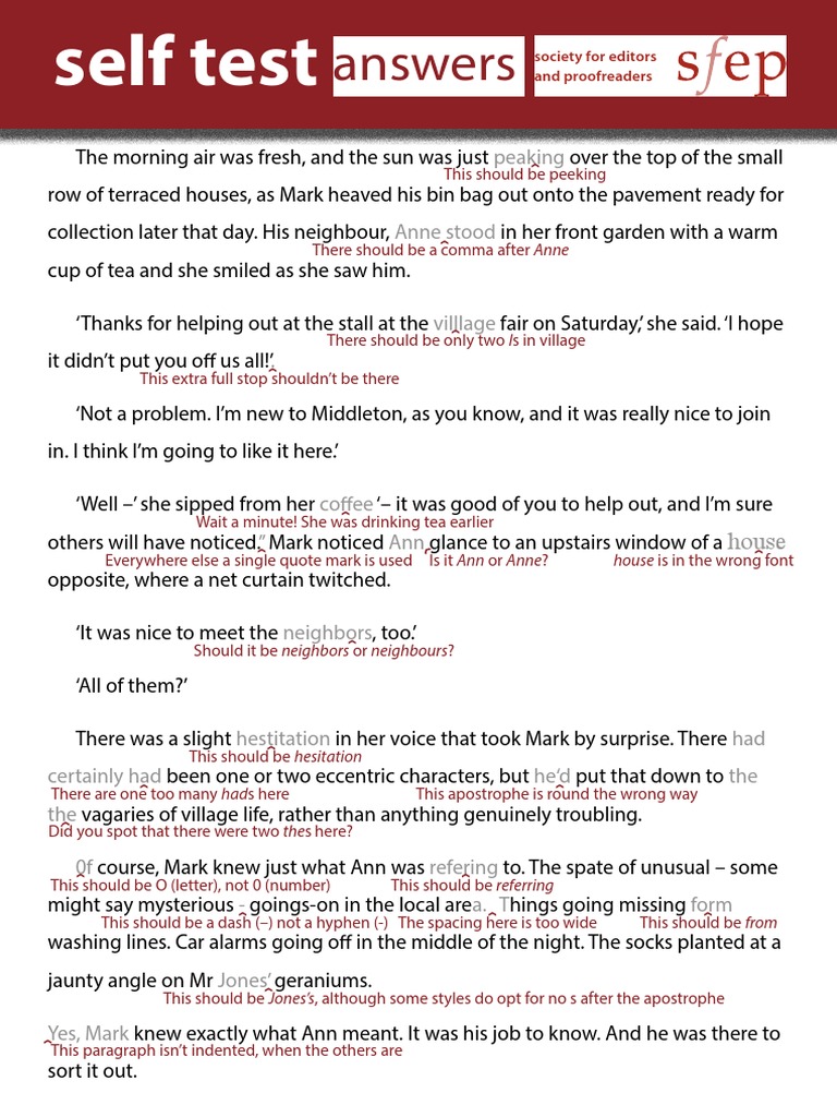 SfEP Self Test Answers | PDF