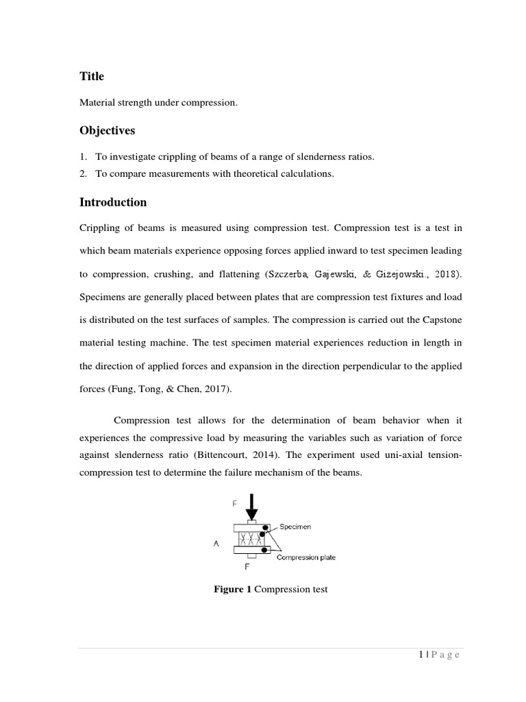 Compression Test Lab Report | PDF | Buckling | Beam (Structure)