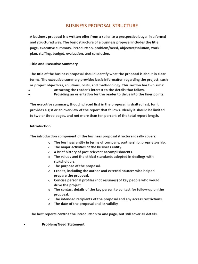 Business Proposal Structure | PDF | Economies | Business