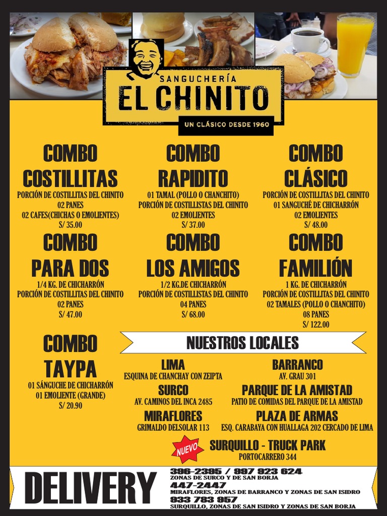 El Chinito Carta | PDF | Cocina latinoamericana | Cerdo