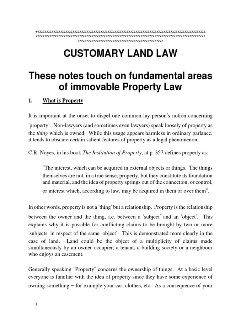 Customary Land Law Notes | PDF | Real Property | Ownership