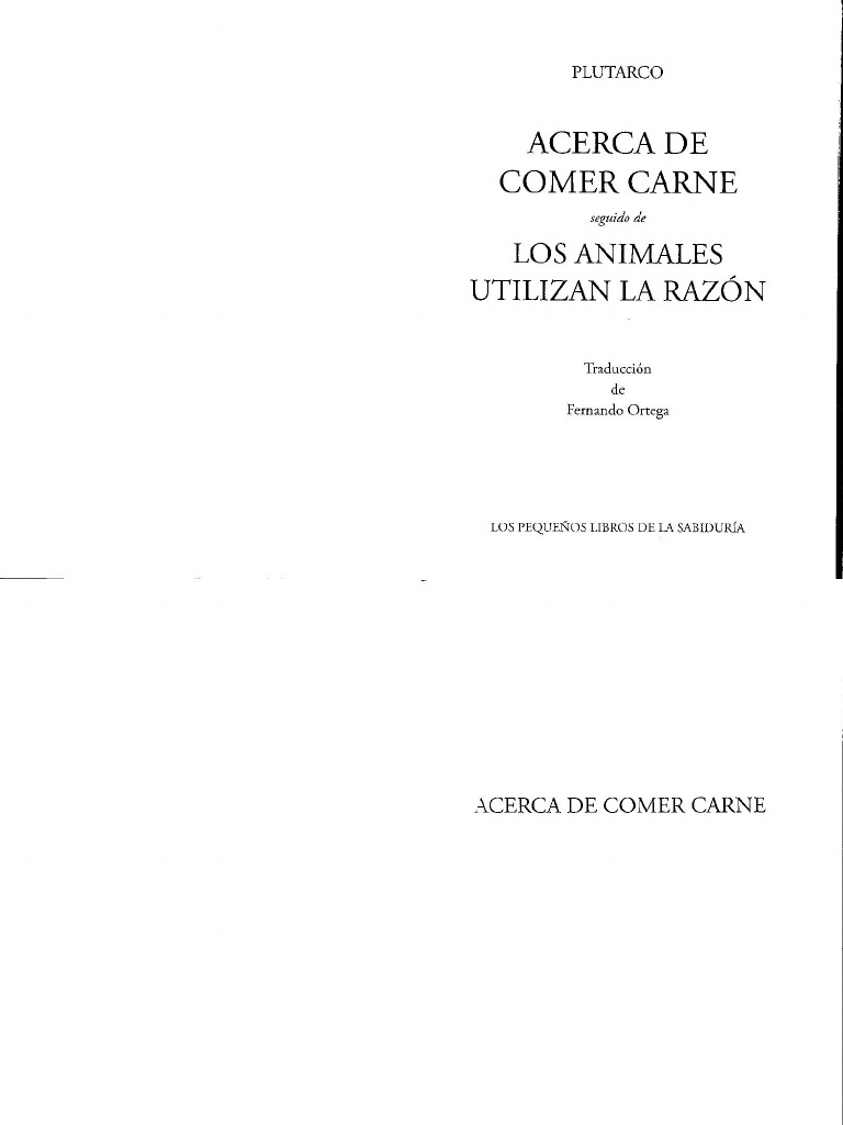 Plutarco - Acerca de Comer Carne PDF | PDF