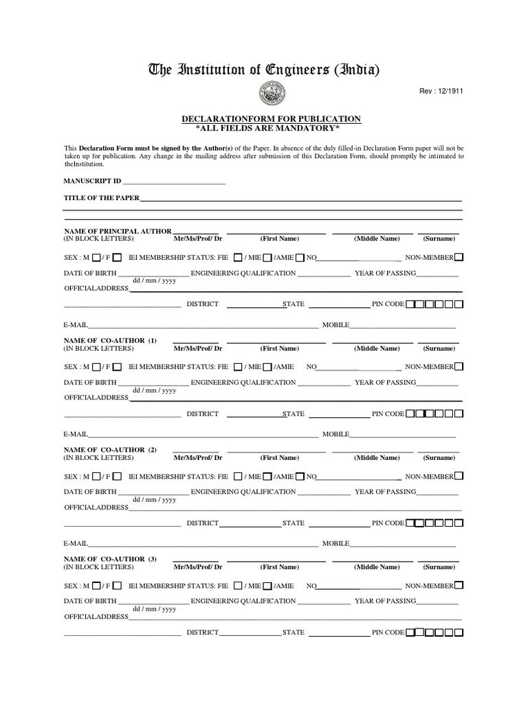 IEI DECLARATION FORM Ms word-PDF NEW PDF | PDF | Government