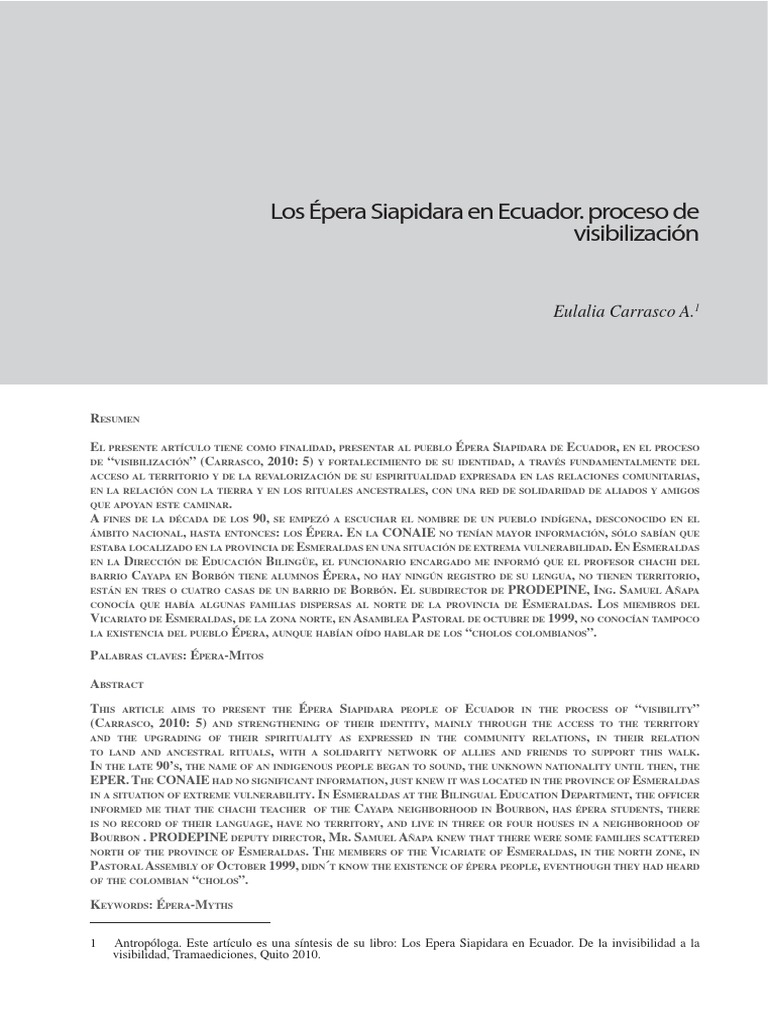 Carrasco Eulalia Los Epera Siapidara en Ecuador Proceso de ...