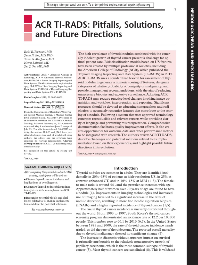 Tirads Nuevo | PDF | Radiology | Cancer