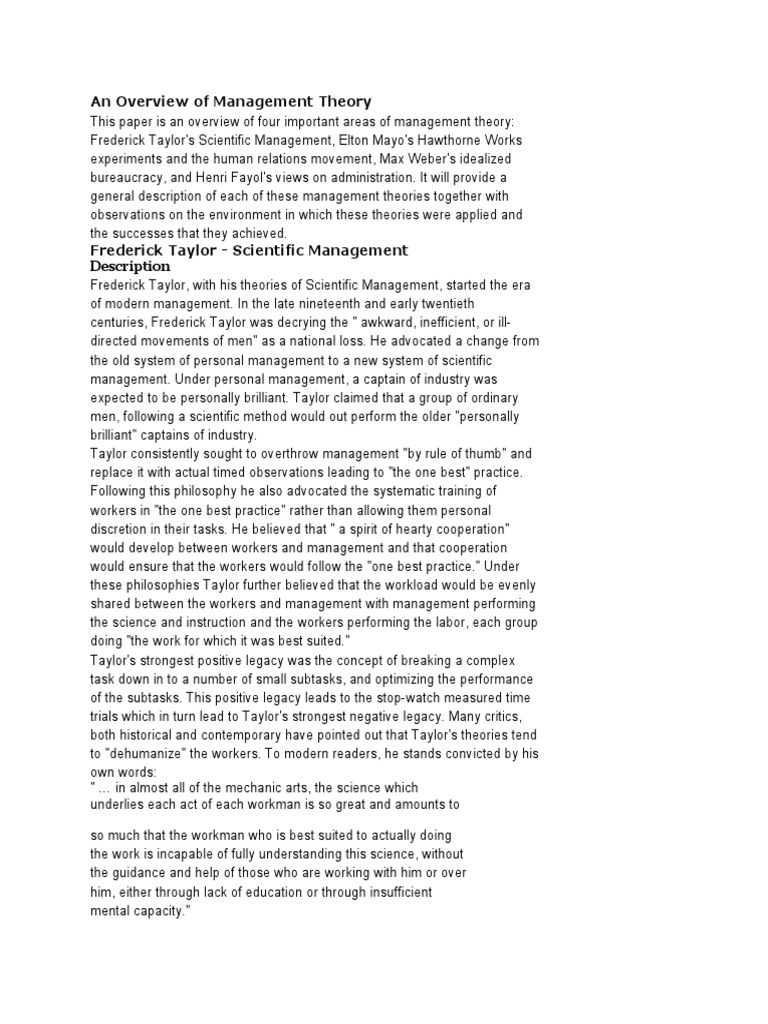 An Overview of Management Theory | PDF | Science