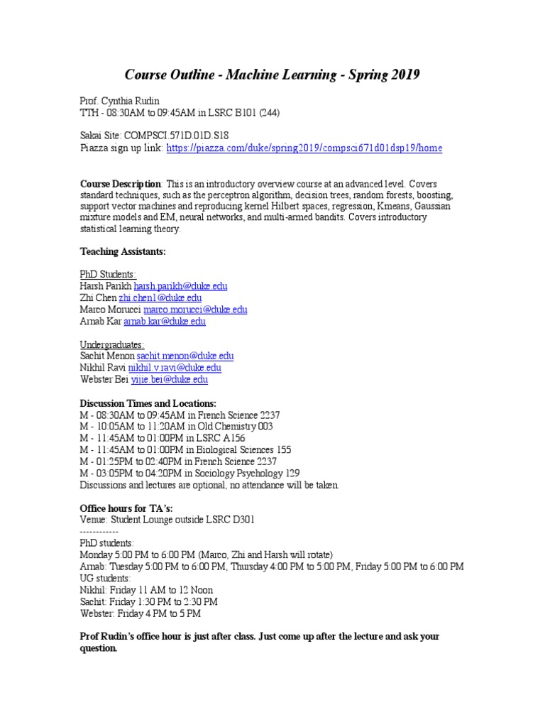 Course Outline | PDF | Machine Learning | Receiver Operating Characteristic